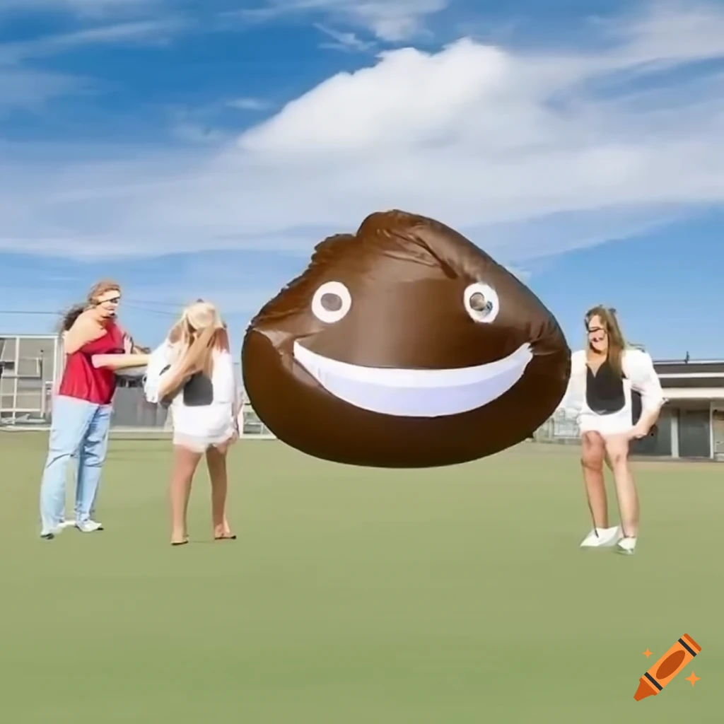 Giant inflatable dog poop balloon at a parade on Craiyon