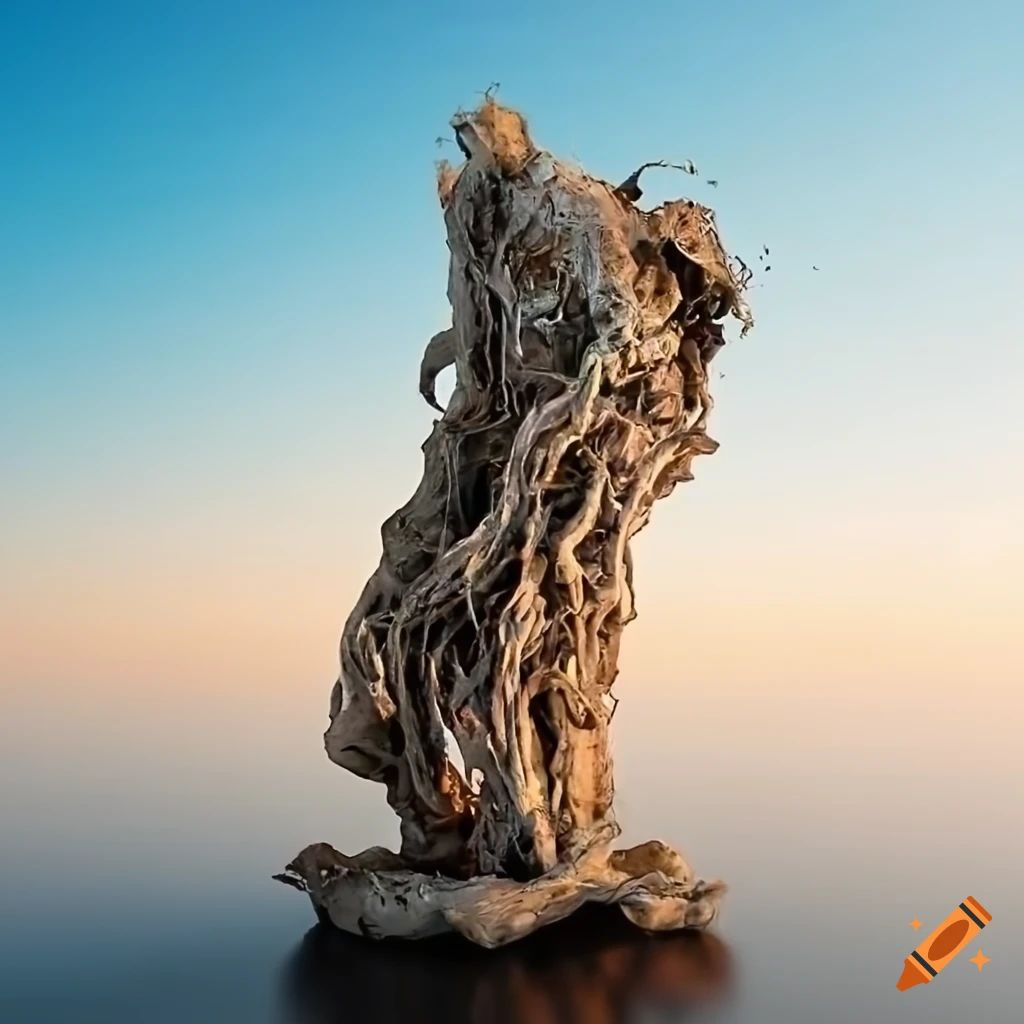 Close-up of a distorted figure caught in a web-like sculpture on Craiyon