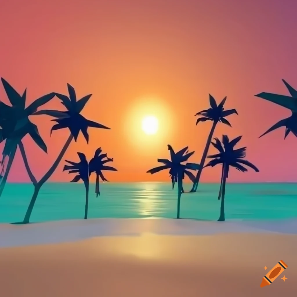 Low poly beach sunset with palm trees on Craiyon Low poly beach sunset with palm trees on Craiyon