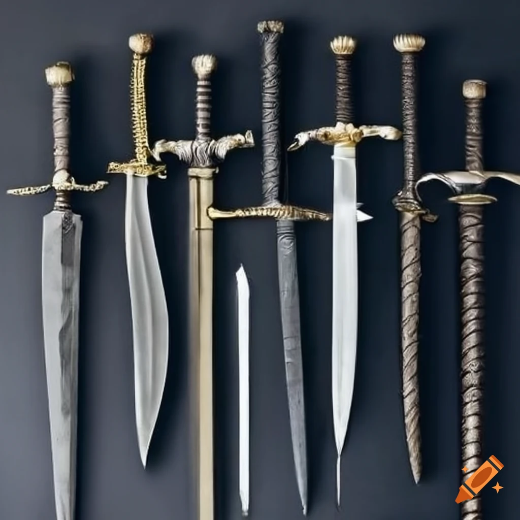 Collection of swords hanging on a wall