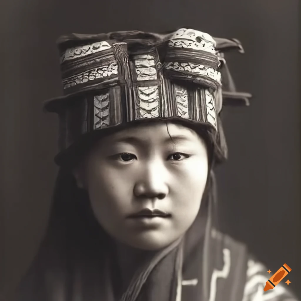 Portrait of a young ainu man in vintage style on Craiyon