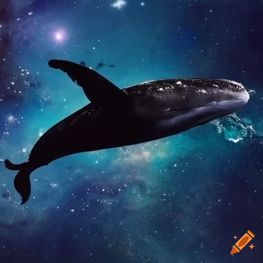 Image of a whale in space with moon on Craiyon