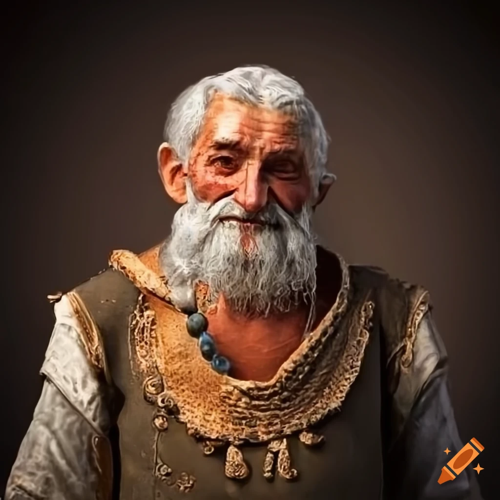 Portrait of an elder medieval gypsy man