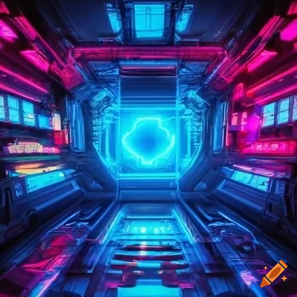 Neon cyberpunk interior design on Craiyon