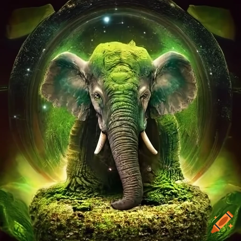 Epic artwork of a god-like elephant ruling over multiple dimensions on ...
