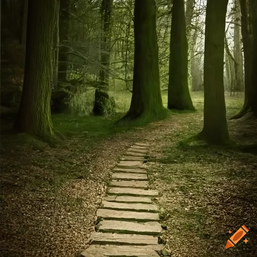 Path in a medieval forest on Craiyon