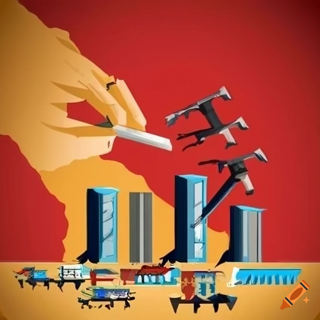 Illustration of weaponized trade impacting global economy on Craiyon