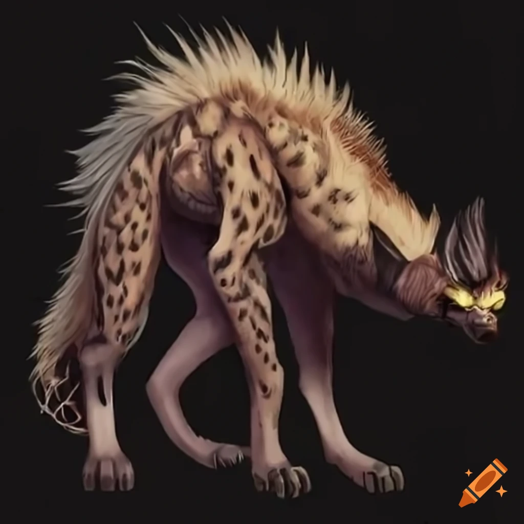 Monster concept of ostrich and hyena hybrid on Craiyon