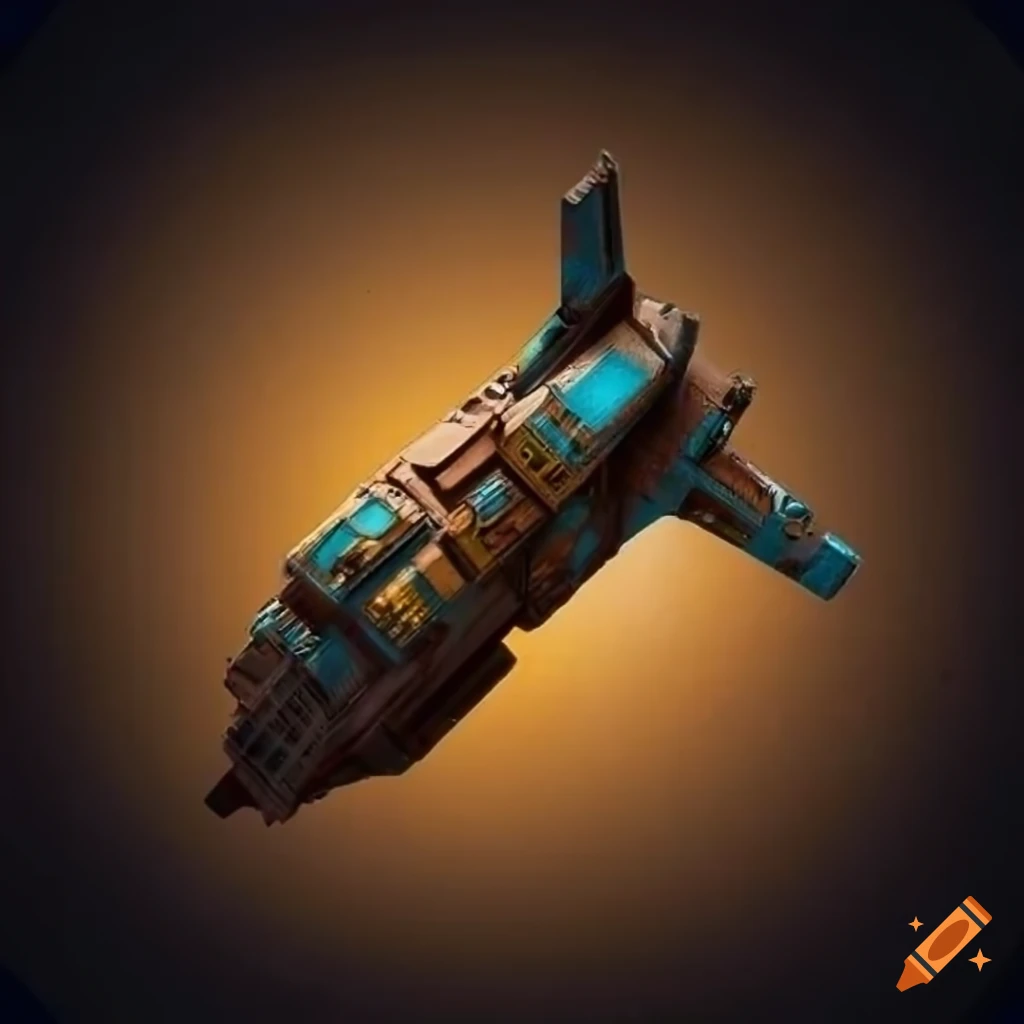 Rusty square spaceship in poor condition on Craiyon