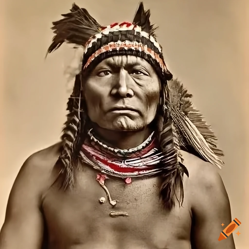 XIX century photography of an Apache Indian warrior on Craiyon