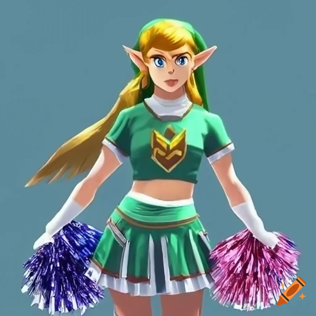 Cosplay of link from legend of zelda as a cheerleader on Craiyon