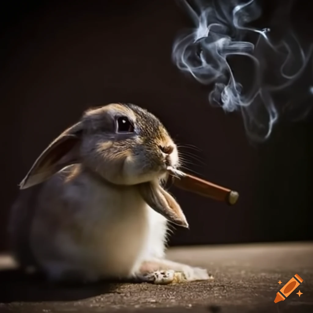 Celestial scene with a rockabilly rabbit smoking a blunt on Craiyon
