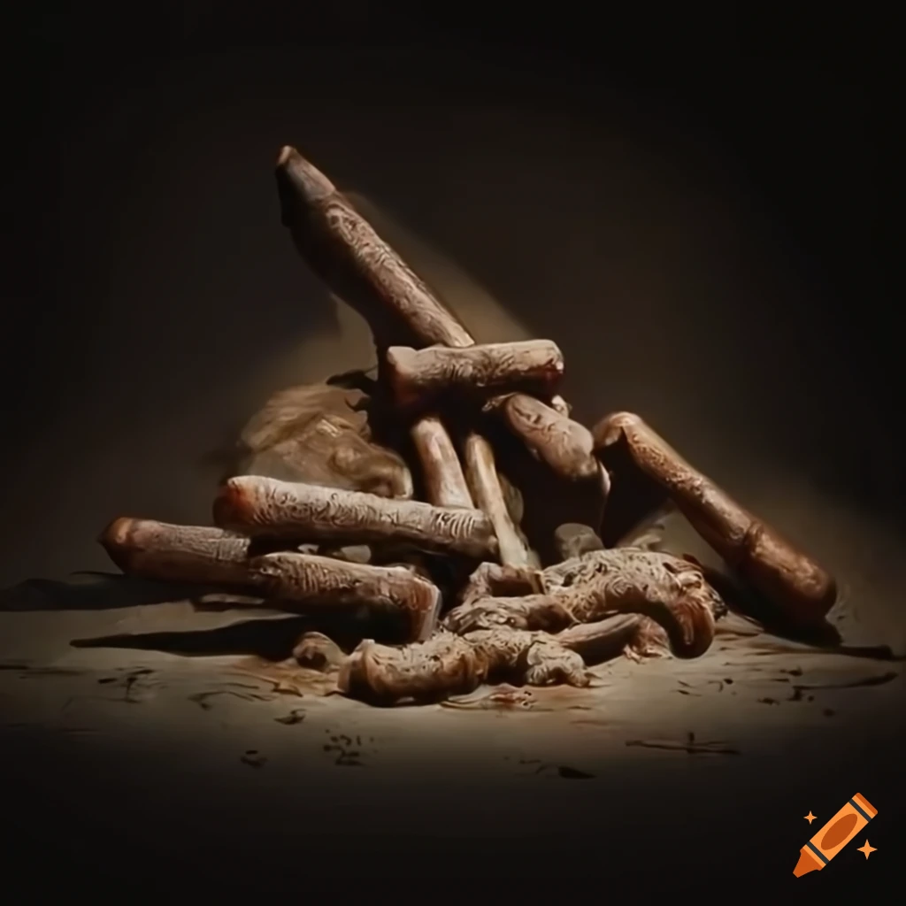 Close-up painting of dirt forming weapons