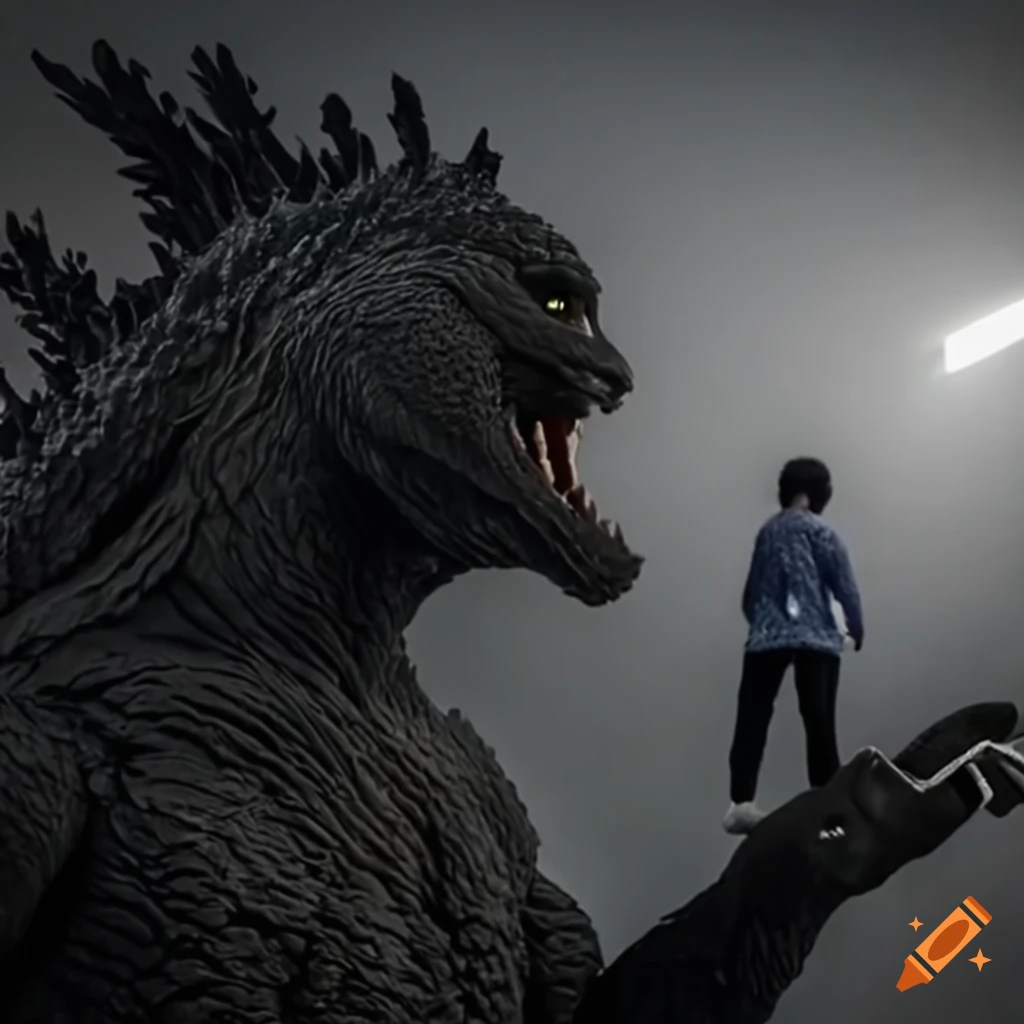 Godzilla and chihuahua taking a nap together on Craiyon