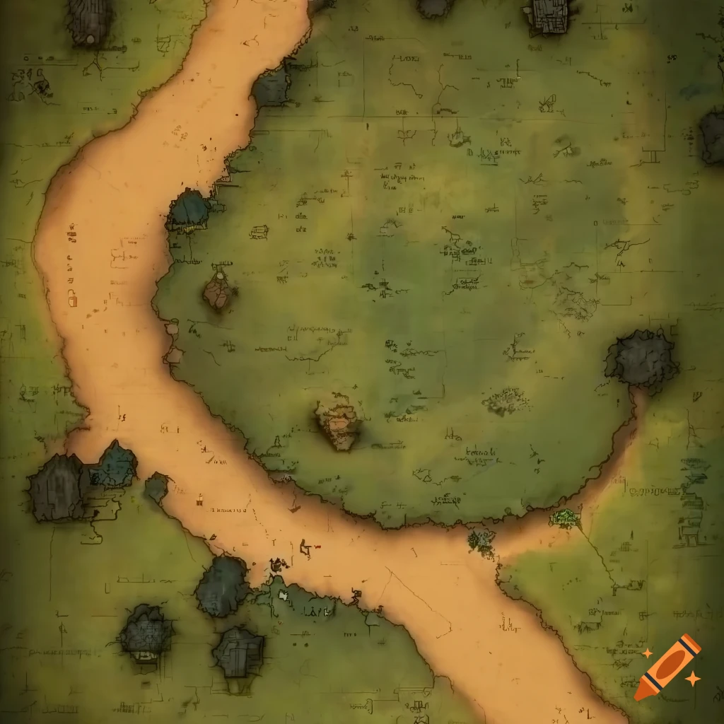 Rpg map of a field with trees and dirt pathway