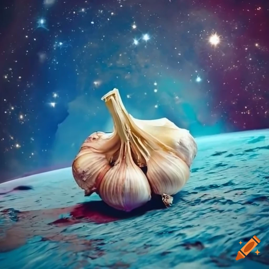 Garlic floating in outer space on Craiyon