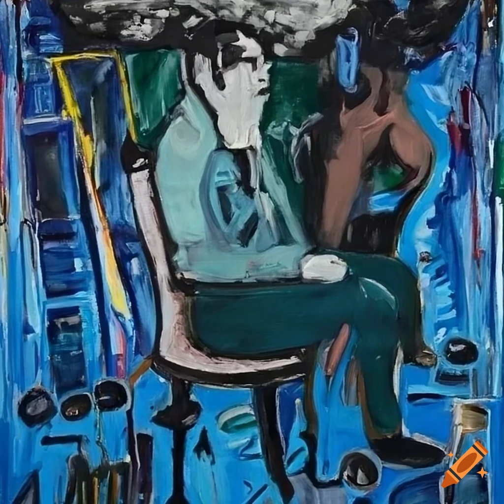 Painting of a man and woman flying over a city on Craiyon