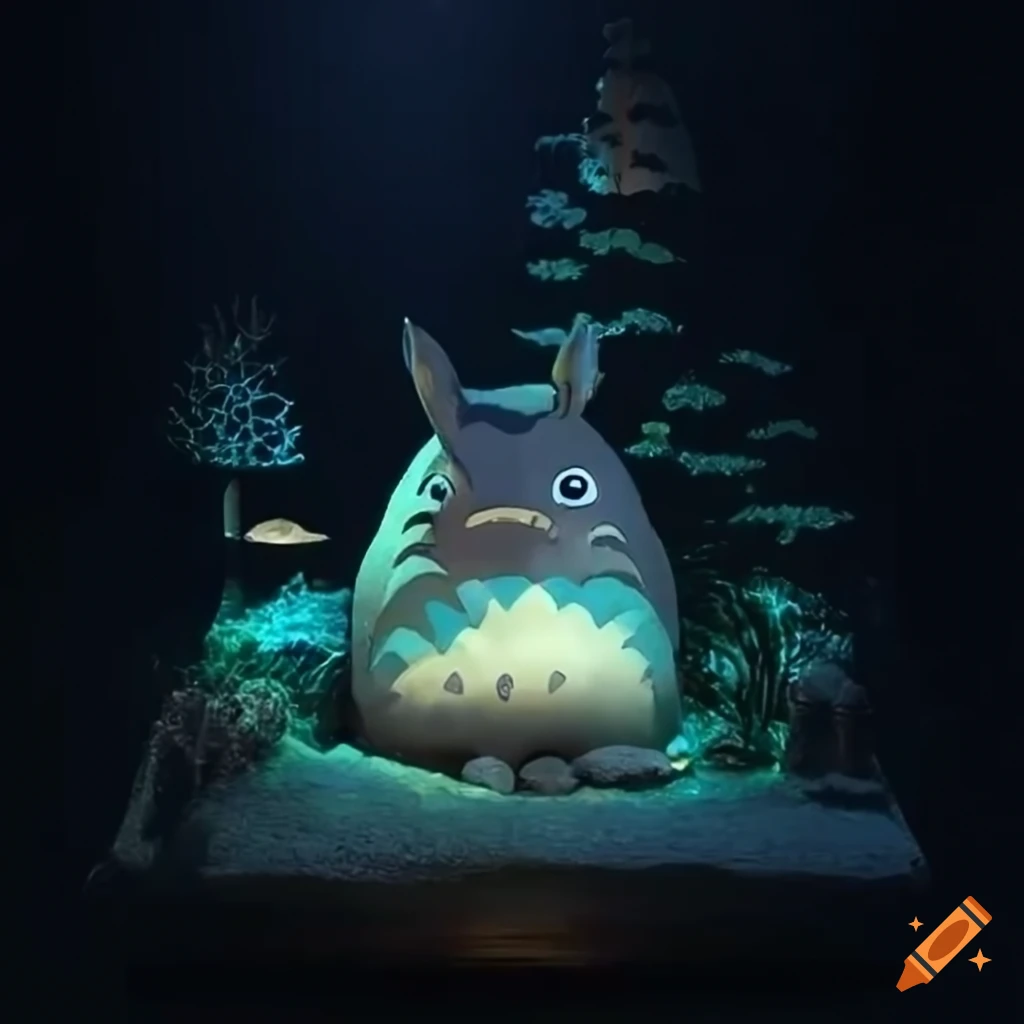 Diorama of totoro and blade runner inspired video game on Craiyon