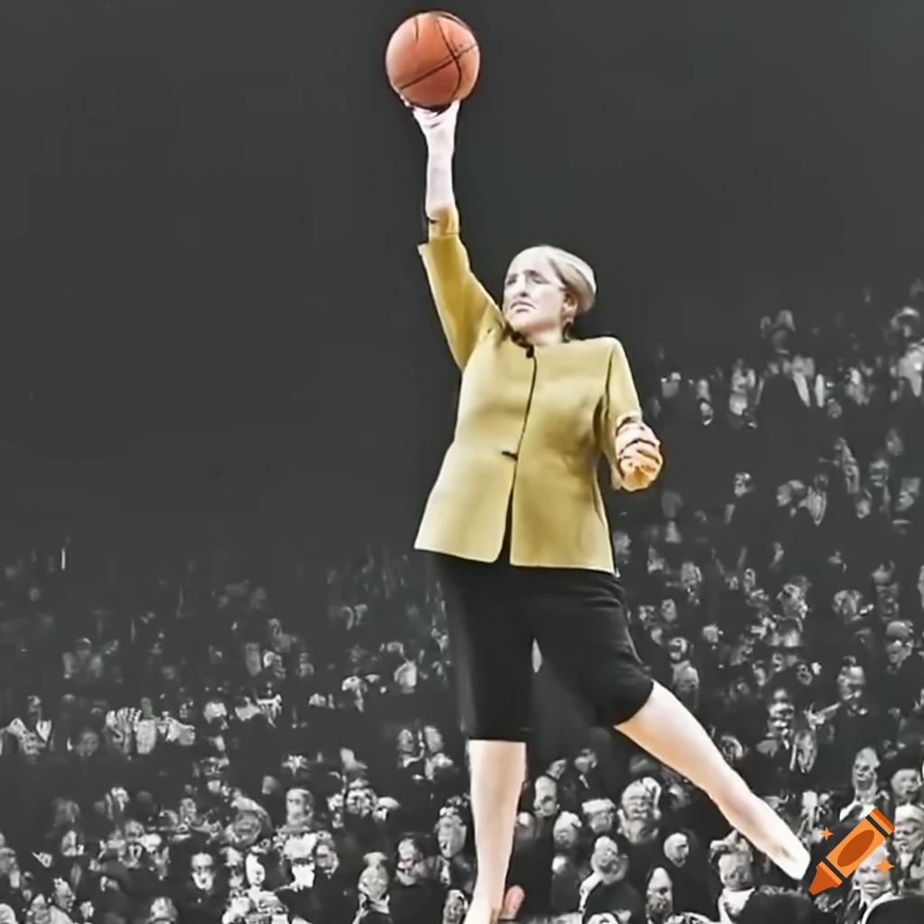 Angela merkel playing basketball on Craiyon