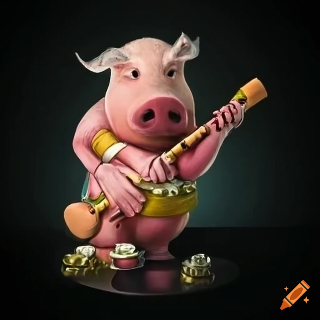 Image of a pig playing a flute