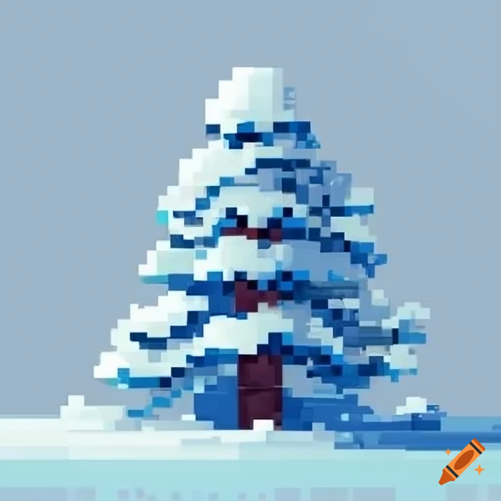 Pixel art of winter tree on Craiyon