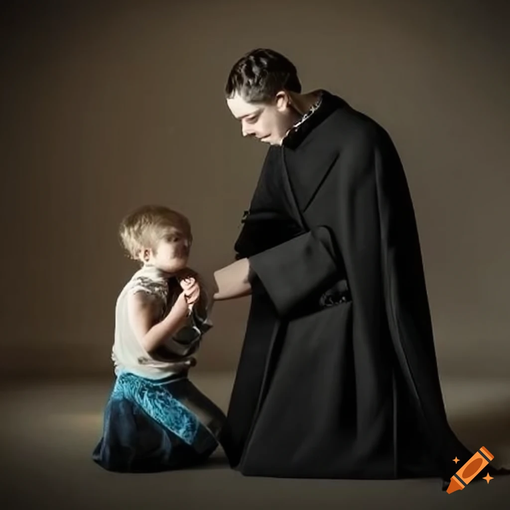 Image of a priest with a child on Craiyon
