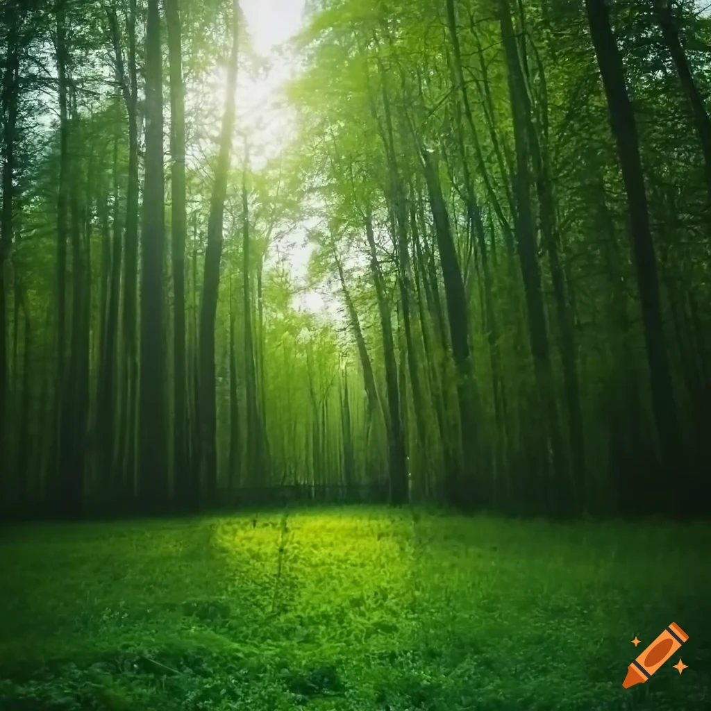 Un parc avec de grands arbres et une pelouse ombragée on Craiyon