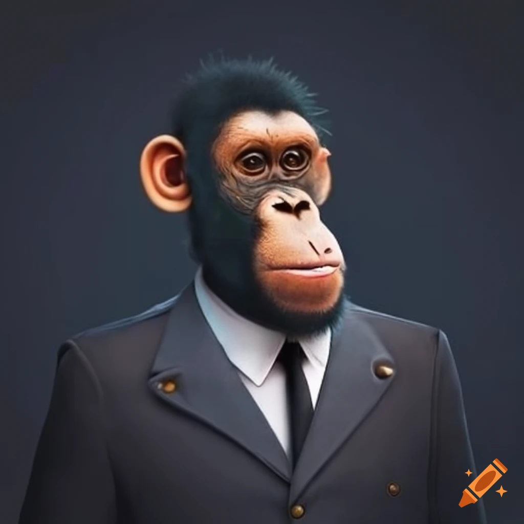 Ape wearing a fancy suit on Craiyon