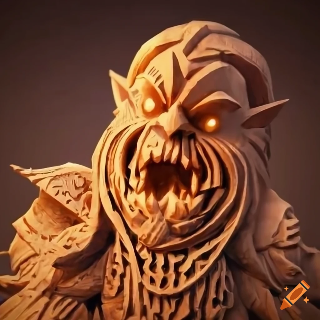 Intricate carving of a zelda game boss on Craiyon