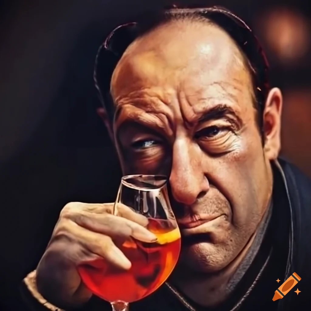 Paulie Gaultieri from Sopranos drinking Aperol Spritz on Craiyon