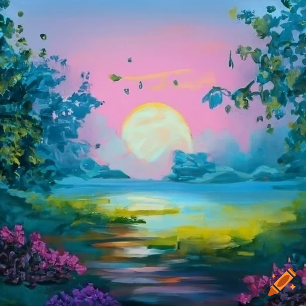 Painting of a happy landscape on Craiyon