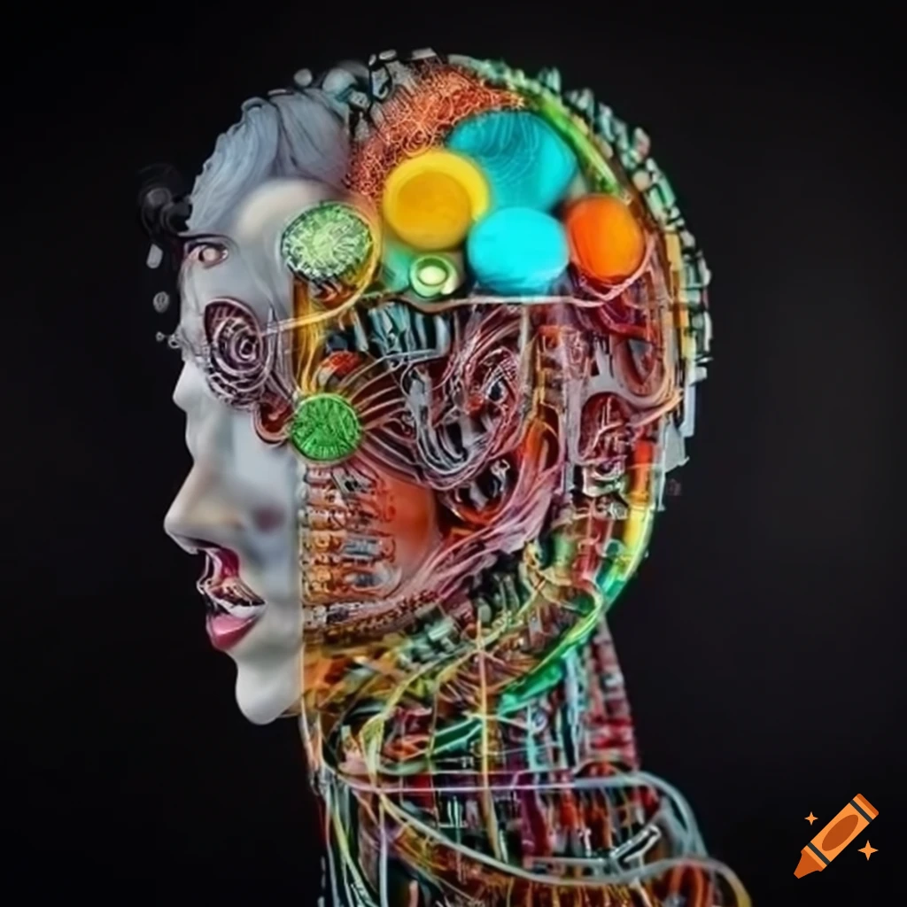 Surreal artwork of a person made of computer parts