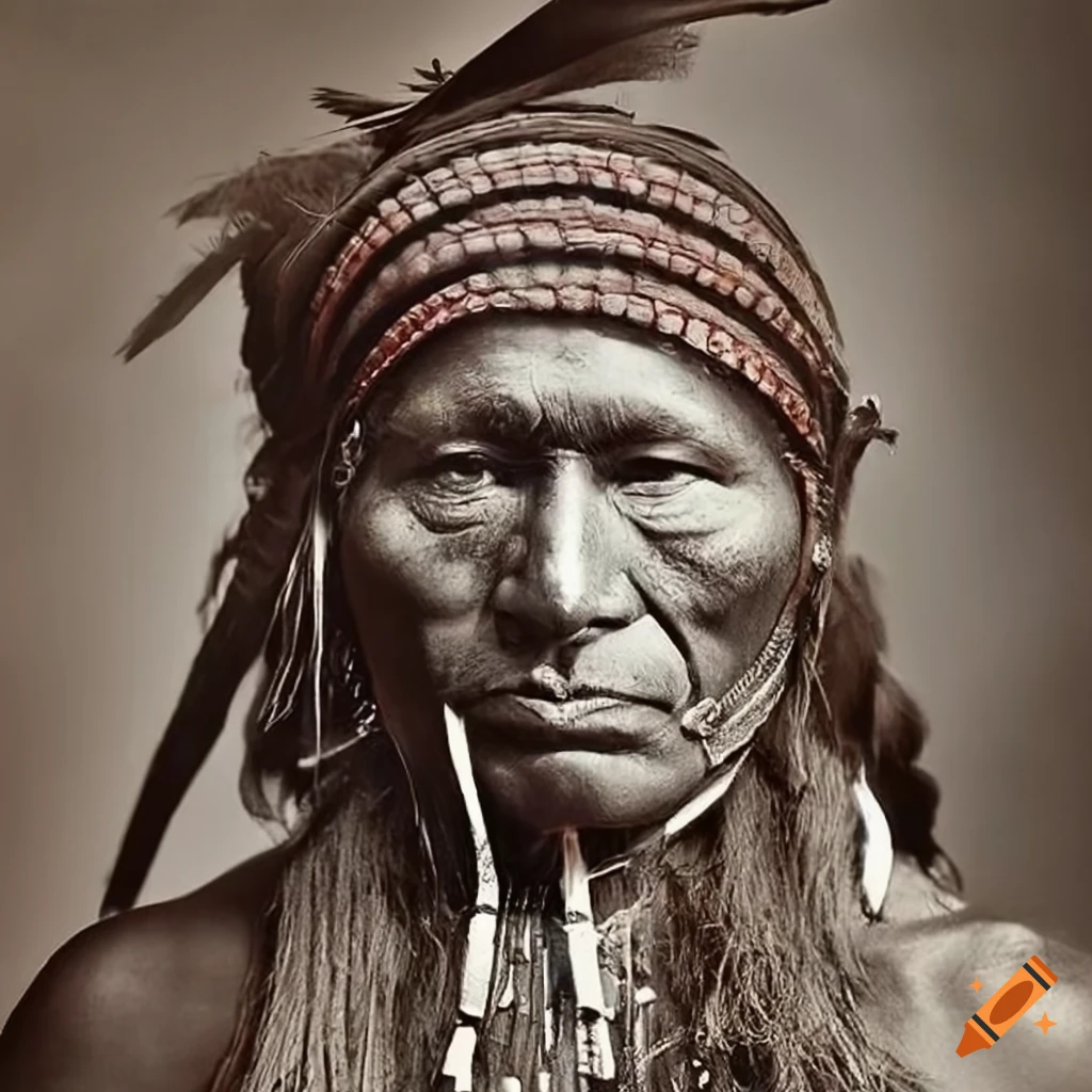 Xix century photography of an apache indian warrior