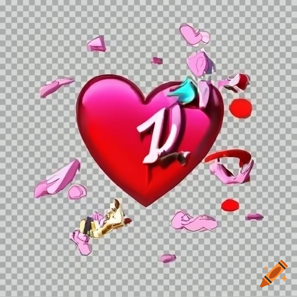 3d anime heart with japanese text