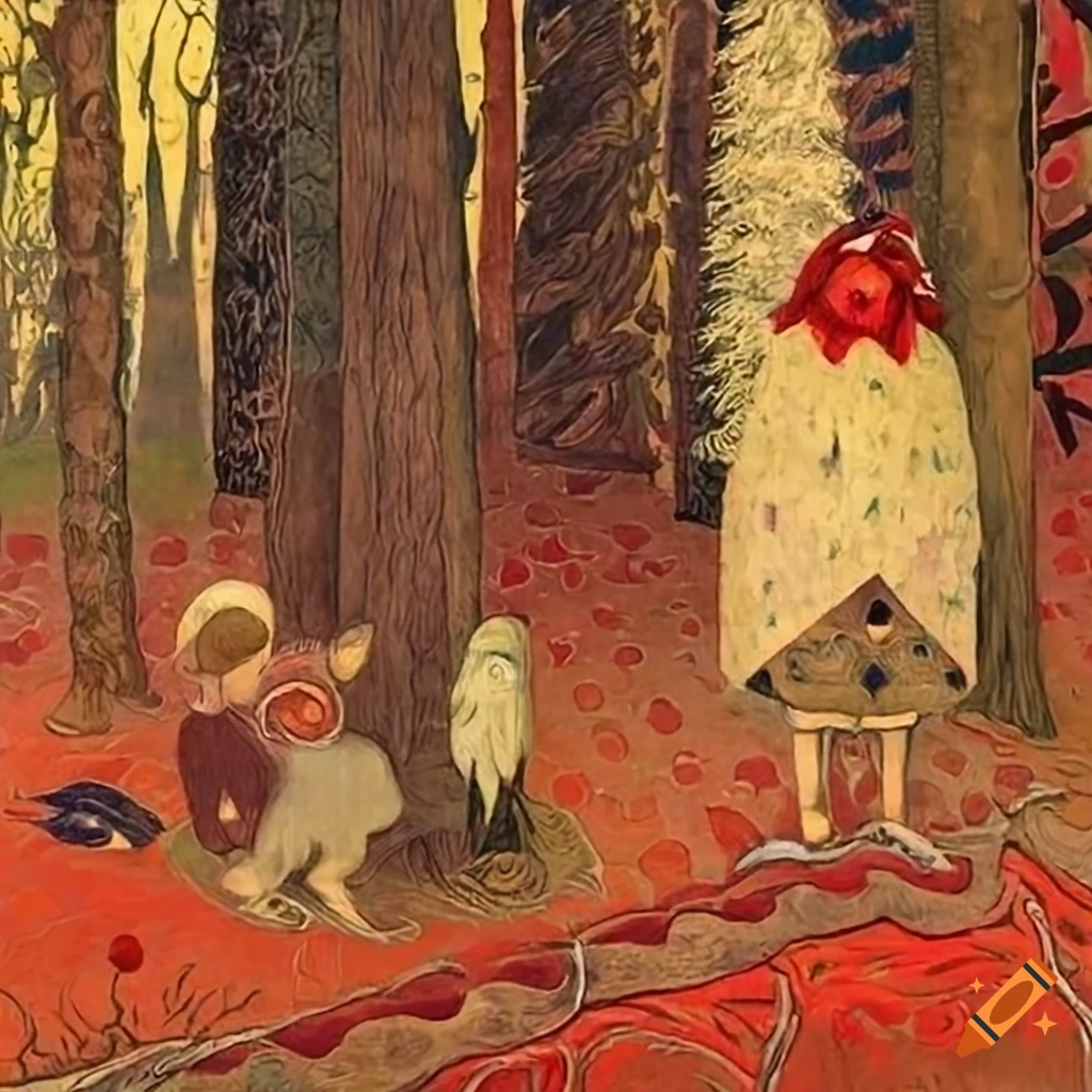 Highly detailed intricate festive christmas forest scene with native ...