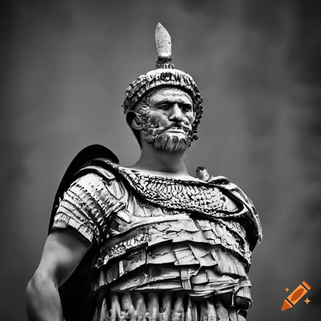 Black and white photo of a roman general on Craiyon