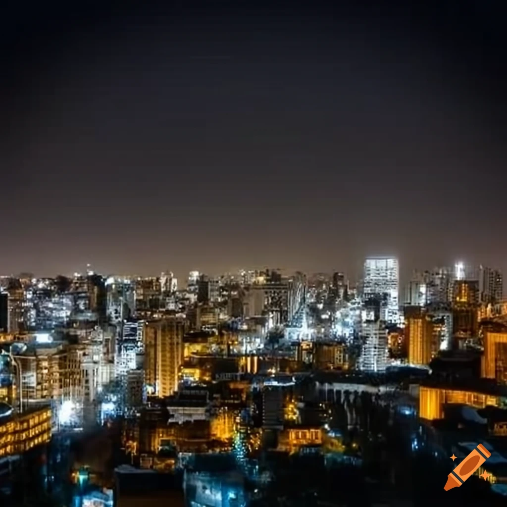 Cityscape view from a building top with a roof in a poor city on Craiyon