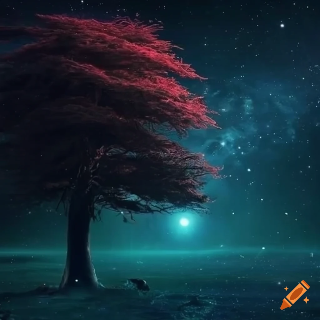 Hd wallpaper of a tree in space on Craiyon