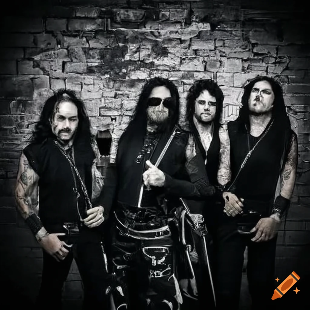 Heavy metal rockers singing passionately on Craiyon