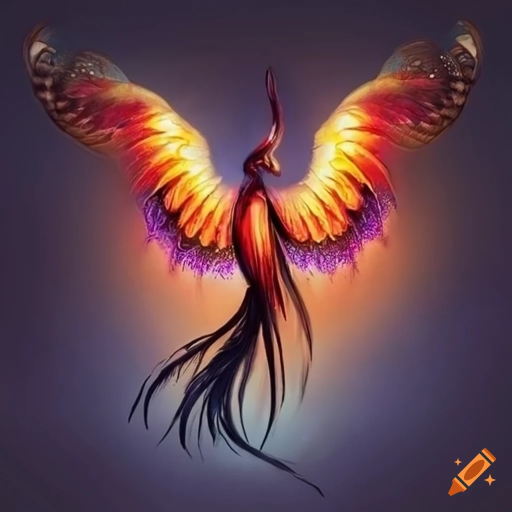 Artwork of a phoenix with butterfly wings