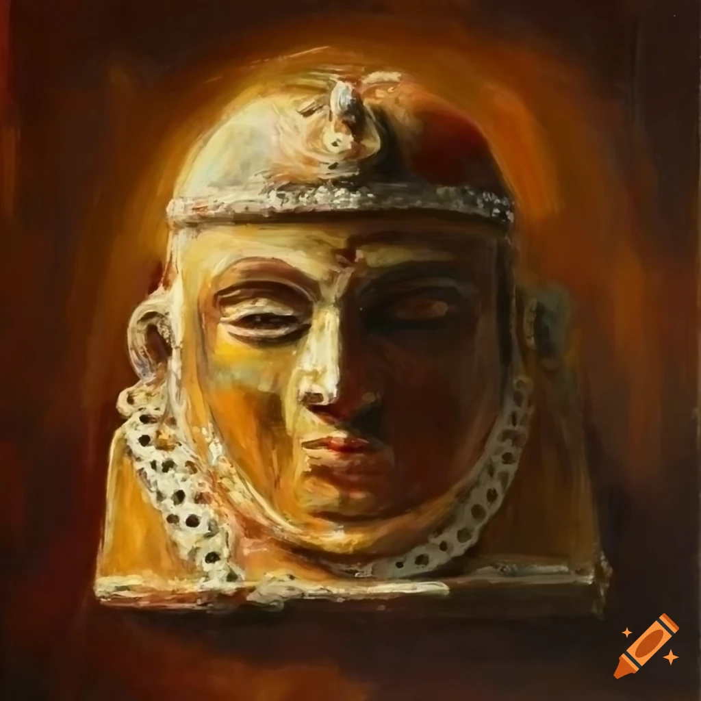 Oil painting of an ancient amulet