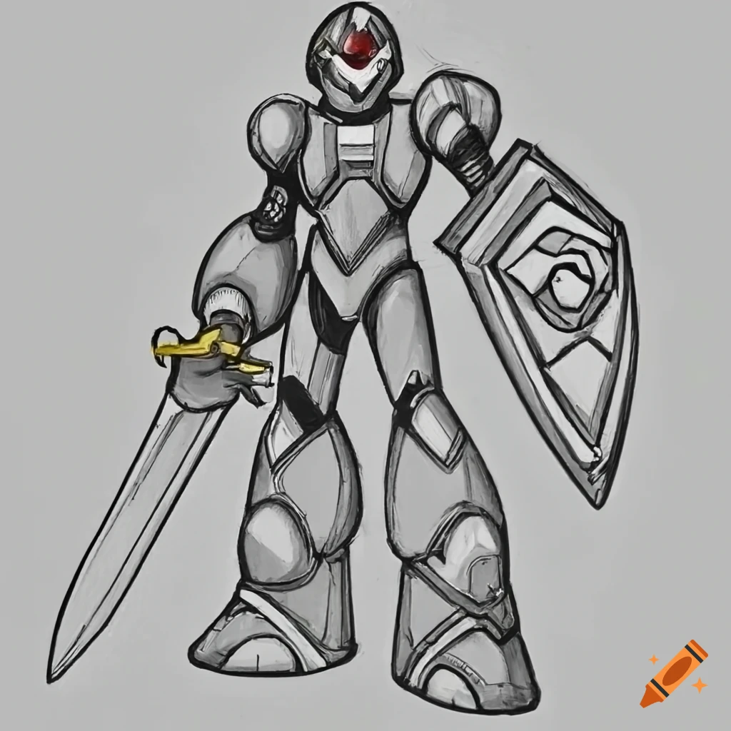 Intricately designed mechanized knight in black and silver armor on Craiyon