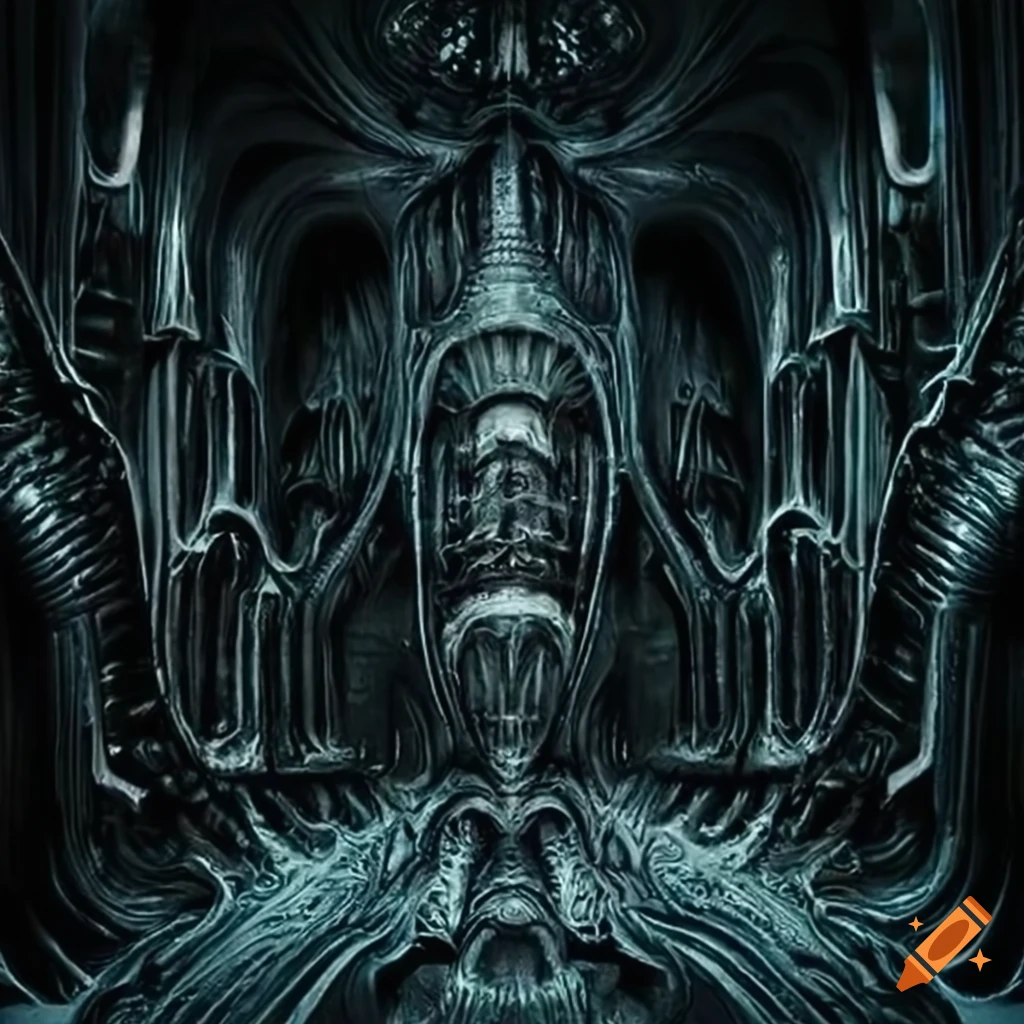 Dark and intricate alien architecture in h.r. giger style on Craiyon