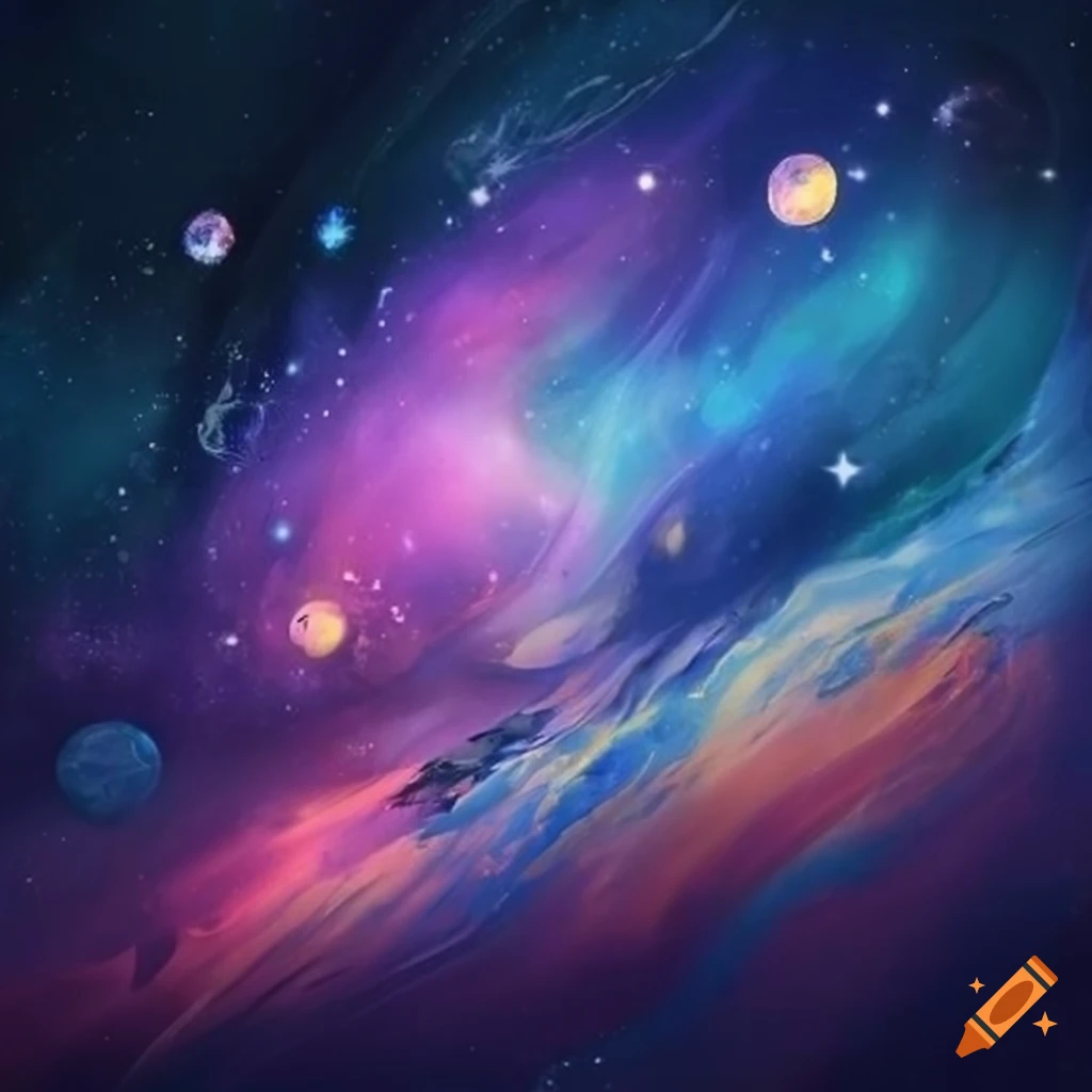 Whimsical pastel abstract outer space