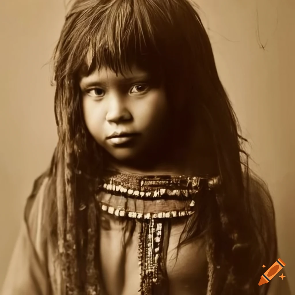 Portrait of a young apache girl in xix century style on Craiyon