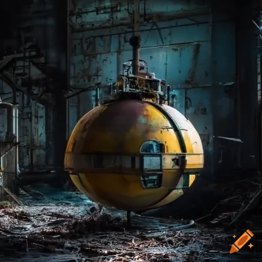 Small spacecraft landing in an abandoned factory on Craiyon