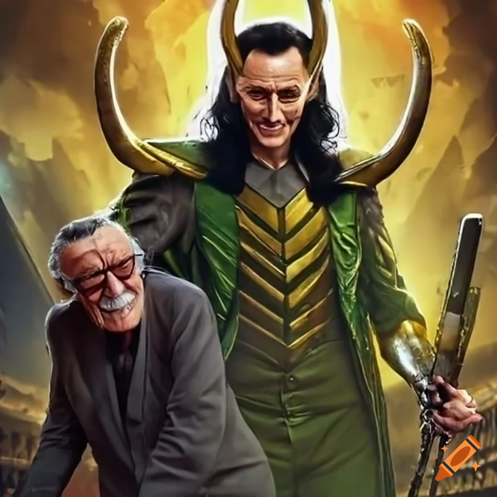Stan lee and loki posing together on Craiyon
