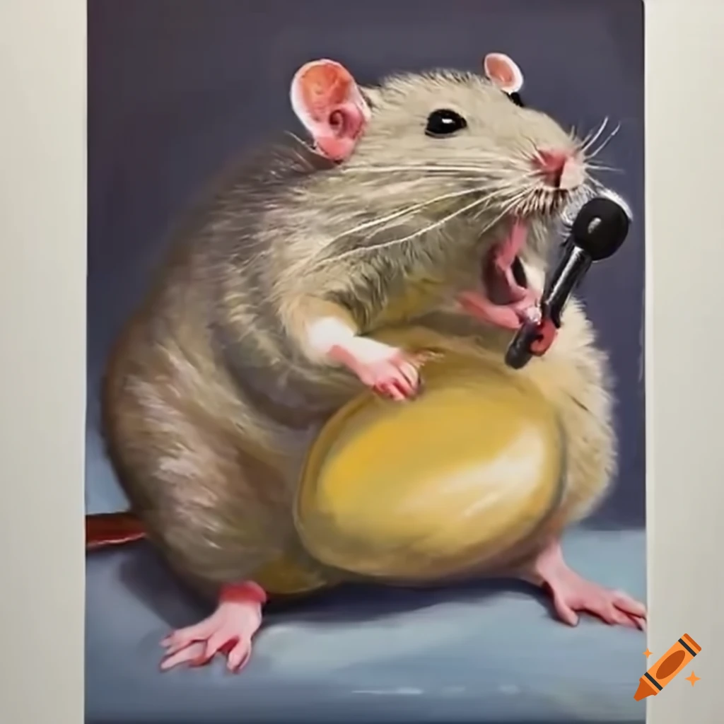 Cute fat rat with a microphone on Craiyon