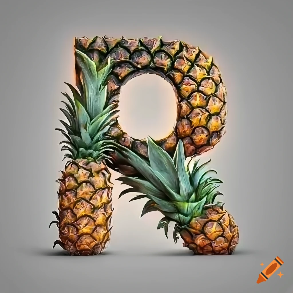 Realistic 3d letter 'a' styled like pineapples on Craiyon