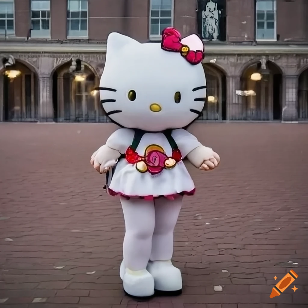 Hello kitty in front of thunderdome hall in utrecht on Craiyon